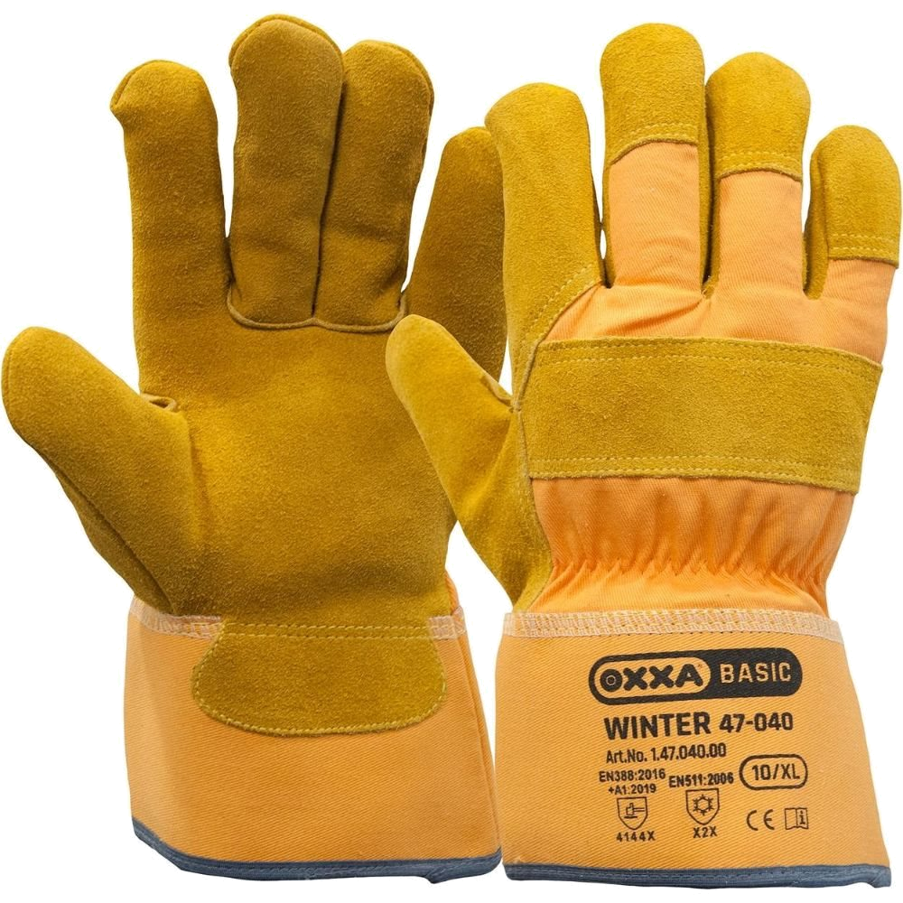12 Pairs OXXA Basic Winter 47-040 Split Leather Glove - Unishore Workwear