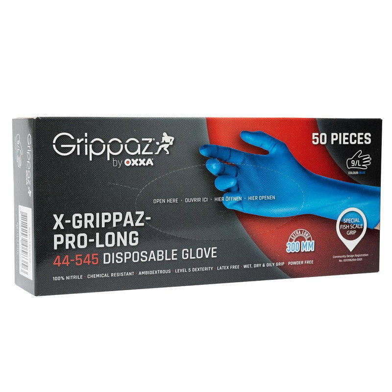 50 Pieces Premium OXXA Nitrile Grippaz 306Bl Dispenser - Unishore Workwear